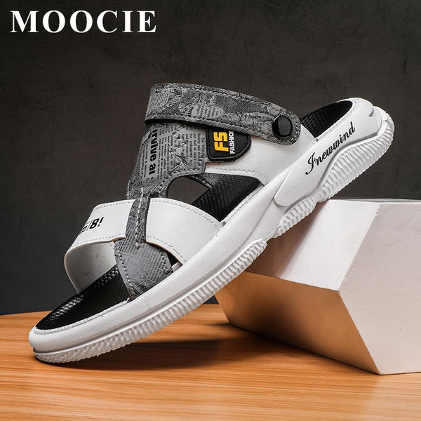 Босоножки Мужской MOOCIE Без каблука Искусственная кожа, размер 46 Толстая подошва Лето Без ...