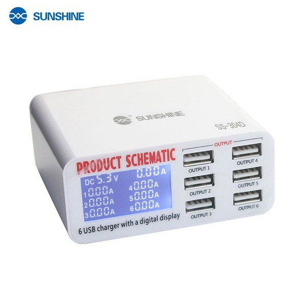 SS-304D-RELIFE USB-зарядное устройство с ЖК-дисплеем, 6 портов ...