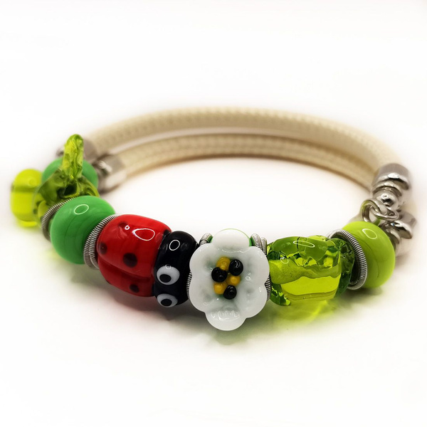 Браслет из муранского стекла и экокожи Коллекция Fata Flora. Венеция ...