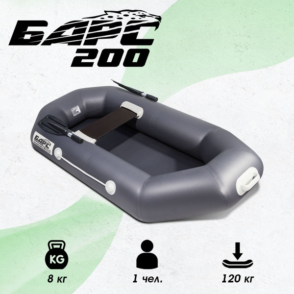 Лодка надувная ПВХ для рыбалки гребная Барс 200, графит - купить по ...