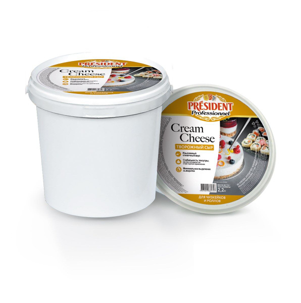 Сыр творожный President Professionnel Cream Cheese сливочный 65%, 2.2кг ...
