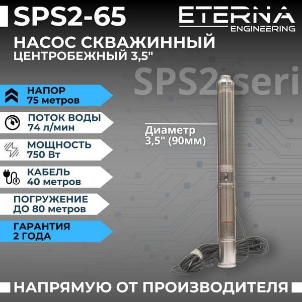 Характеристики Насос скважинный ETERNA SPS2-65 погружной центробежный ...