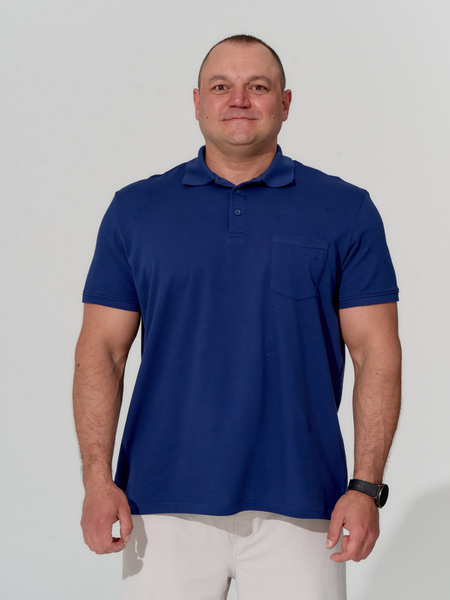 Поло Мужской MR. BIGMAN Футболка темно-синий, синий Короткий, размер 66 Хлопок прямой Воротник ...
