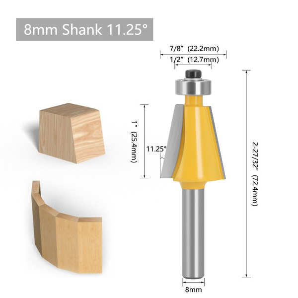 Фреза по дереву кромочная конусная 11.25 градусов 22.2 x 25.4 мм с ...