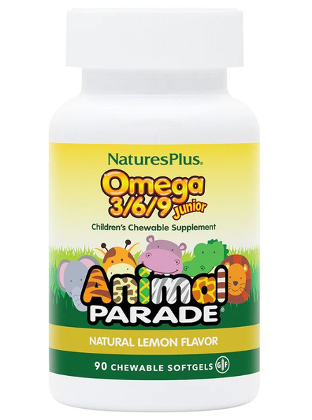 Omega 3-6-9 Junior Animal Parade (Лимонный Вкус) 90 капсул (NaturesPlus ...