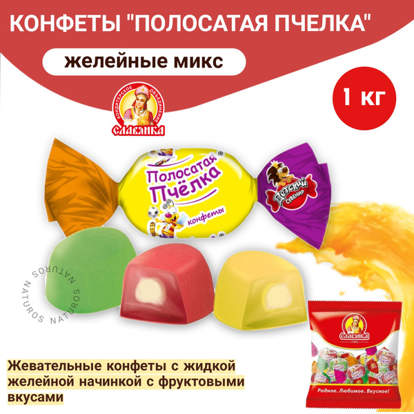 Конфеты желейные "Полосатая пчелка", весовые, 1 кг - купить с доставкой ...