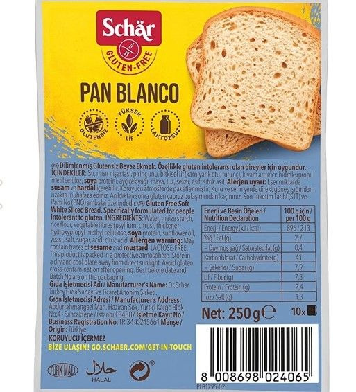 Хлеб без глютена Dr. Schar Pan Blanco белый 250 г - купить с доставкой ...