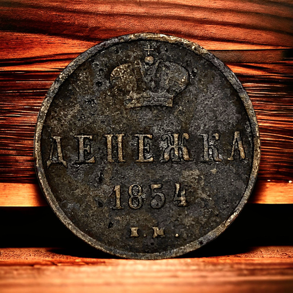 Монета Российская Империя Денежка 1854 года, ЕМ. Николай I - купить в интернет-магазине OZON с ...