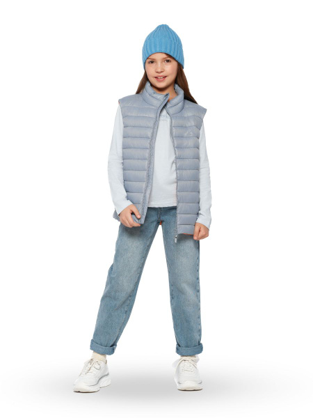 Жилет утепленный Девочки, Мальчики OLDOS серый, размер 116 Синтепух Молния, рост 116 Китай ...