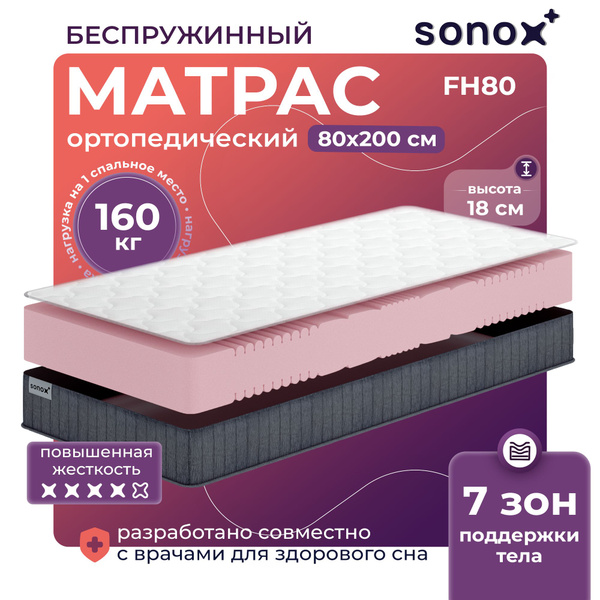 Матрас SONOX беспружинный, Беспружинный, 80 - купить по выгодной цене в интернет-магазине OZON ...