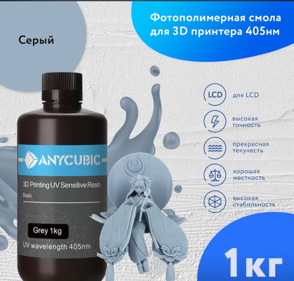 Фотополимерная смола для 3D принтера Anycubic Basic UV Resin 365-405 nm ...