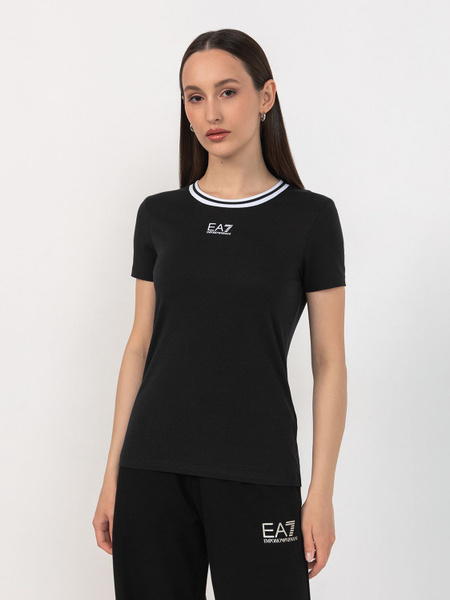 Футболка EA7, размер 46, 48, цвет черный, хлопок 72% модал 23% эластан 5% - купить по выгодной ...