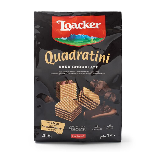 Вафли Квадратини темный шоколад, Loacker, 250 г, Италия - в заказе 1 шт ...