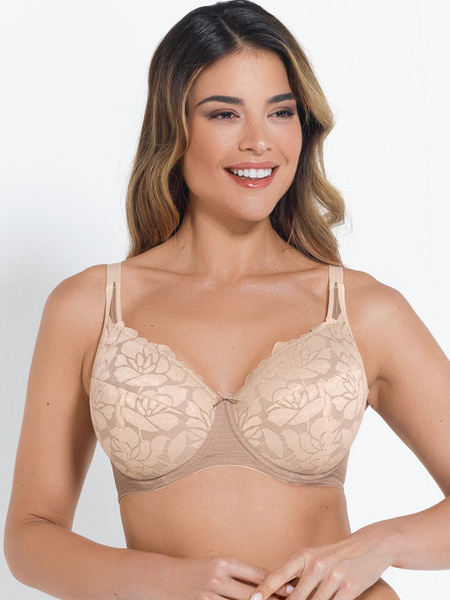 Бюстгальтер Женский Grandissima классическая чашка, размер 75C бежевый Кружево Повседневный ...