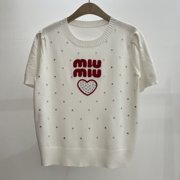 Футболка Miu Miu размер 42 цвет белый 100 трикотаж купить по выгодной цене в интернет