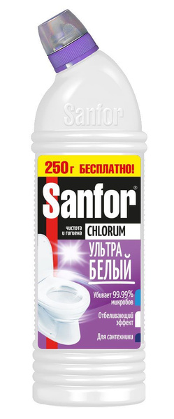 Чистящий гель Sanfor "Chlorum", Ультра белый, для сантехники, 1 л - купить с доставкой по ...