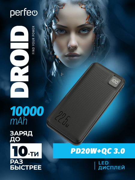 Внешний аккумулятор (Power Bank) Perfeo Droid 10000 - купить по выгодным ценам в интернет ...