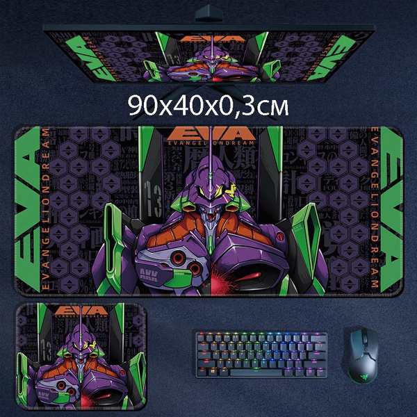 Коврик для мыши в стиле Аниме Евангелион 90x40x0.3см, №002-черный - купить с доставкой по ...