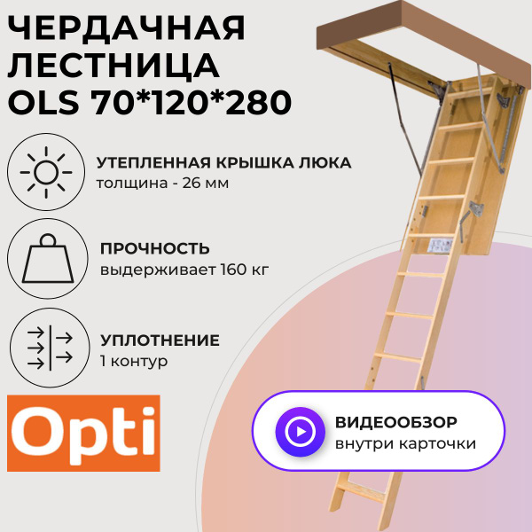 Чердачная лестница с люком OLS 70*120*280, утепленная - купить с ...
