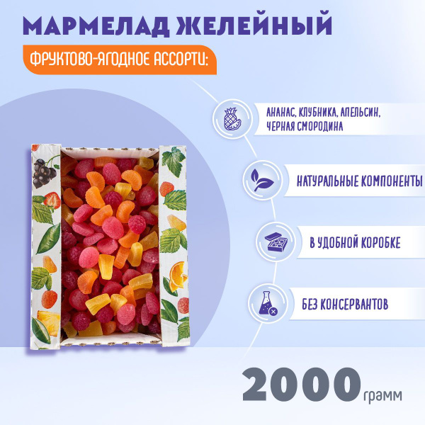 Мармелад Ассорти фруктово-ягодный микс 2 кг Азовская - купить с ...