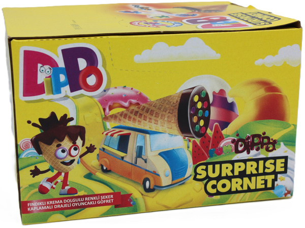 Вафельный рожок Dippo-Choco Surprise с кремом из фундука и игрушкой, 12 ...