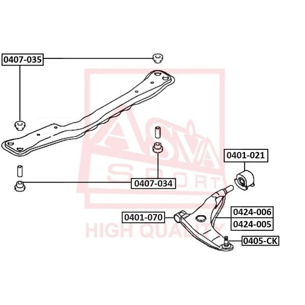 Сайлен блок рычага подвески для автомобиля Mitsubishi, ASVA 0401-070 ...