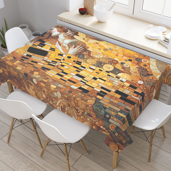 Прямоугольная тканевая скатерть на стол JoyArty с рисунком "Поцелуй" 145 на 180 см купить на ...