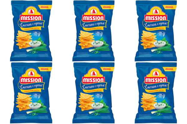 Mission Чипсы кукурузные Сметана и лук, 90 г, 6 шт - купить с доставкой ...