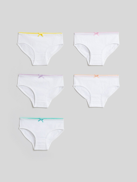 Комплект трусов Девочки Acoola слипы Трикотаж белый, размер 98, 104 Бант Китай Повседневный ...