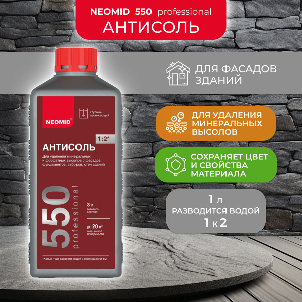 Антисоль для фасадов зданий Neomid 550, 1 л - купить по низкой цене в ...