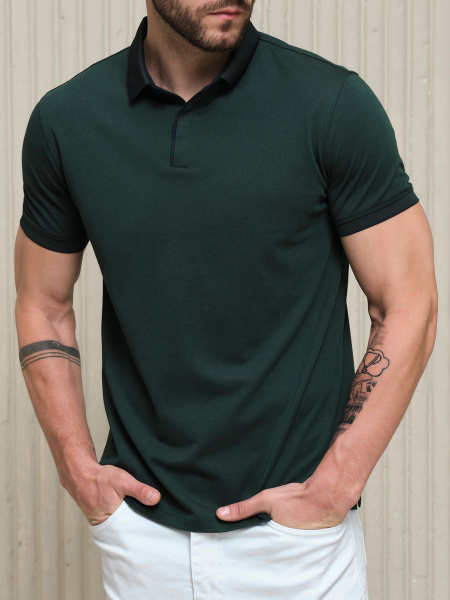 Поло Bronks, размер 44, 46, цвет темно-зеленый, Хлопок 90%; спандекс 10% - купить по выгодной ...