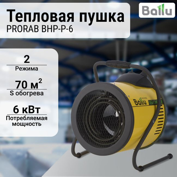Пушка тепловая 6кВт 380В 850куб.м/ч BHP-P-6 PRORAB Ballu - 1шт - купить по выгодной цене в ...