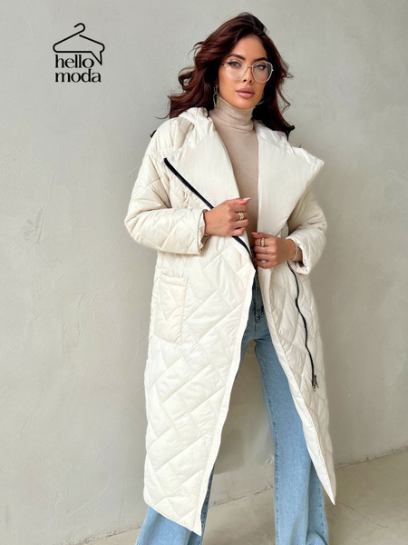Пальто HELLO MODA!, Демисезон, размер 50, цвет светло-бежевый, Полиэстер - купить по выгодной ...