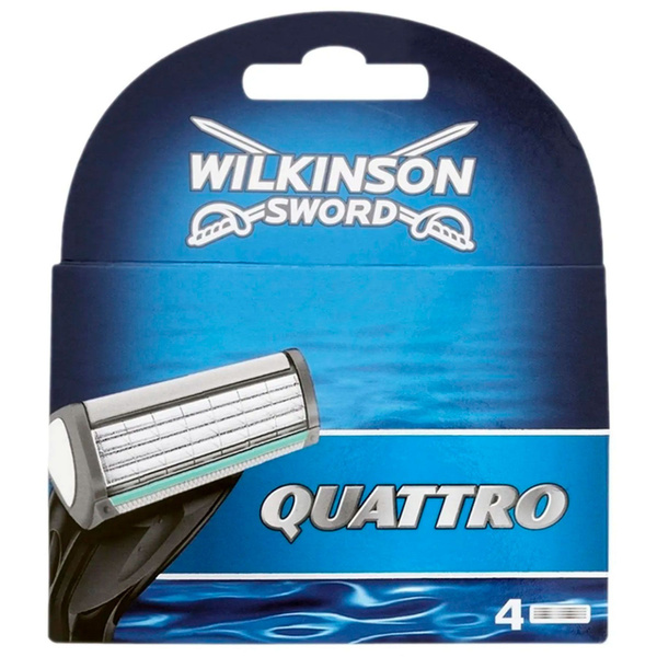 Wilkinson Sword Сменные кассеты QUATTRO (4 шт.), 4 лезвия, увл.полоска ...