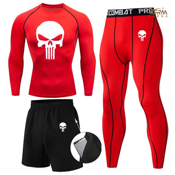 Рашгард Мужской KERNA красный Длинный, размер 48 Cooldry Корсет ММА, Единоборства облегающий ...