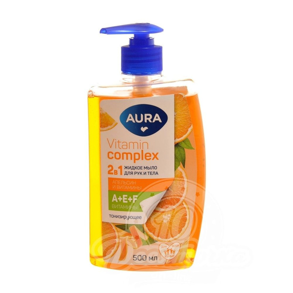 Крем-мыло Aura "Vitamin Complex", 2 в 1, Малина и витамины, для рук и ...