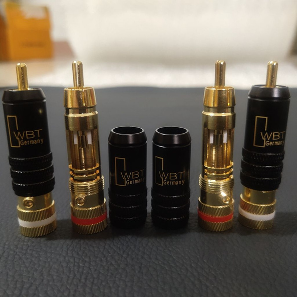 WBT новый 4 шт./лот новый позолоченный медный RCA штекер аудио кабель ...