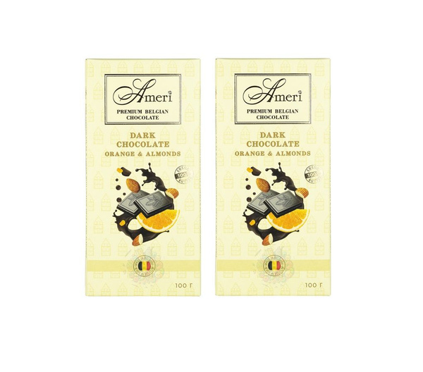 Шоколад горький Ameri с кусочками апельсина и миндаля 56% плитка 2 уп по 100 г, Бельгия - купить ...
