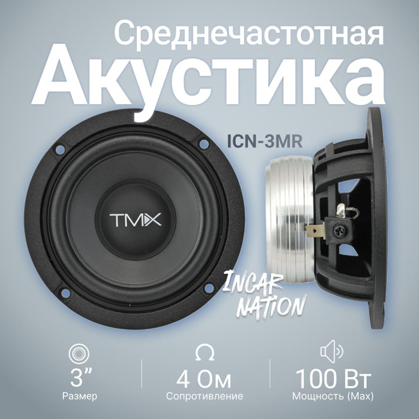 Tonemix ICN-3MR среднечастотные динамики 3 дюйма (9,3 см), 100 Вт., 4 ...