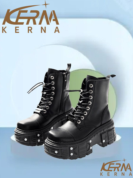 Ботинки Мужской, Женский KERNA черный, размер 42 На любой сезон R (средняя) Шнурки Каблук ...