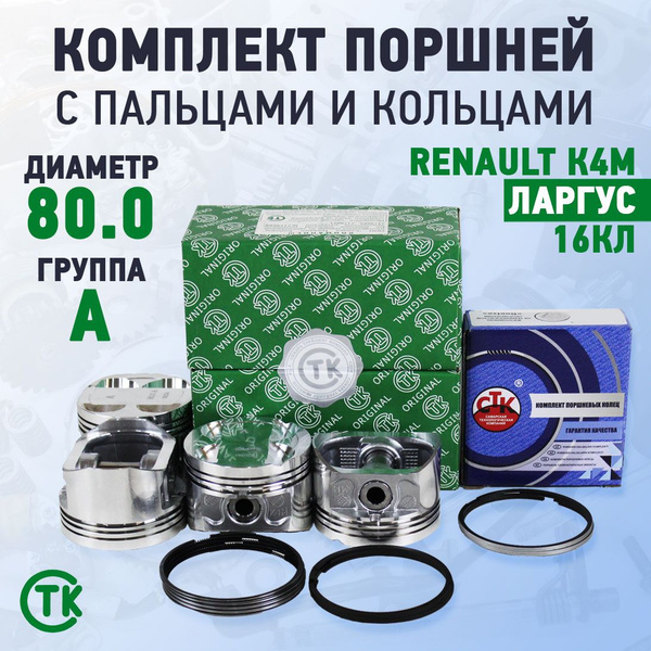 Комплект поршней с пальцами СТК 80.0 "A" для Лада Ларгус с двигателем ...