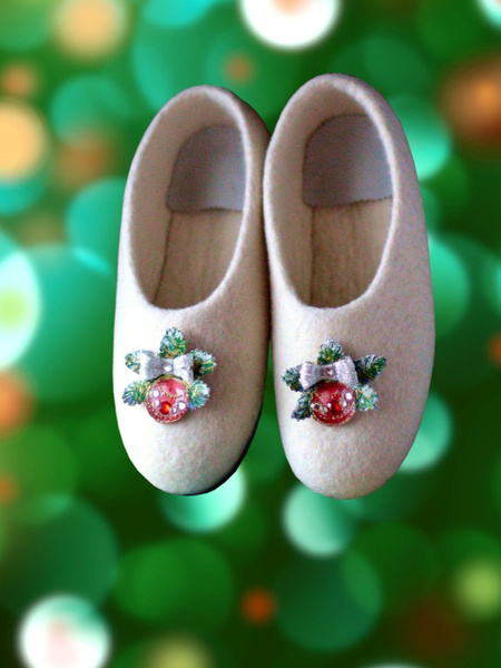 Тапочки Женский, размер 39 белый Блестки, Стразы Круглый нос, Рифлёная подошва Россия Без ...