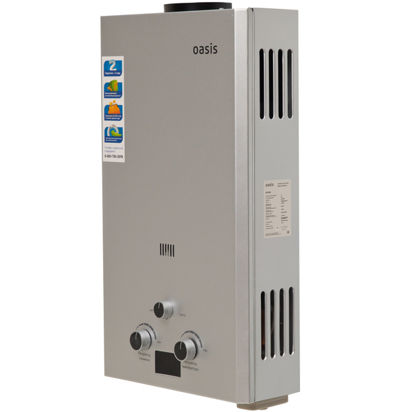 Газовая колонка Oasis OR-24S розжиг от батареек, 24 кВт, 12 л/мин, дымоход 110 мм, природный газ ...