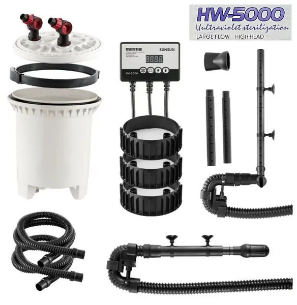 Характеристики Внешний фильтр с UV стерилизатором HW-5000 SUNSUN с регулировкой потока подробное ...