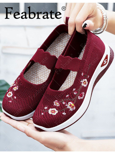 Слипоны Женский Feabrate Синтетическая дышащая сетка, размер 42 Лето Без застёжки Без каблука ...