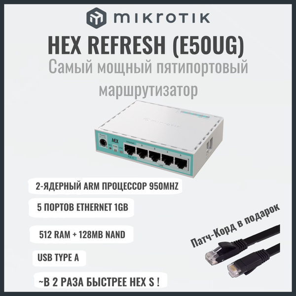 Маршрутизатор Mikrotik hEX Refresh (E50UG) купить на OZON по низкой ...