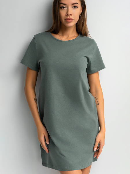 Туника Женский Happyfox Повседневный Короткий Кулирная гладь зеленый, серый, размер 56 Россия ...