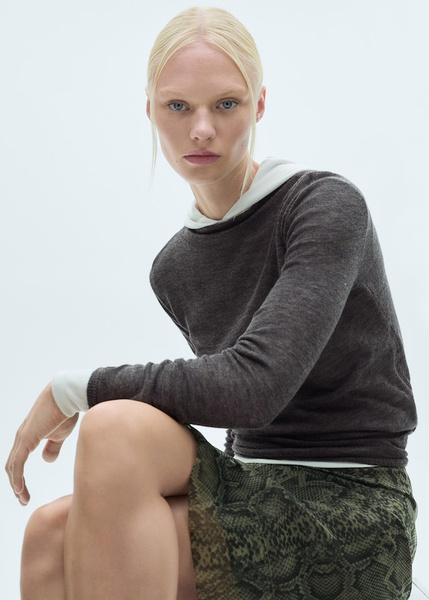 Джемпер Женский MANGO черный Полиамид, размер 42 Без застежки Длинный Однотонный купить c ...