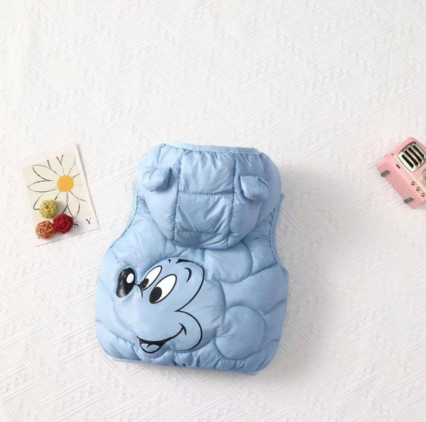 Жилет Мальчики, Девочки THANHDAT голубая ель Полиэстер, размер 86, 92 оверсайз Без застежки ...