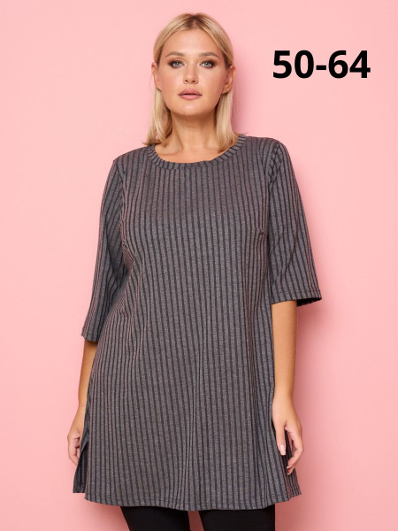 Туника Женский SPARADA Повседневный Длинный Лапша, Трикотаж серый, размер 58, 60 Россия ...